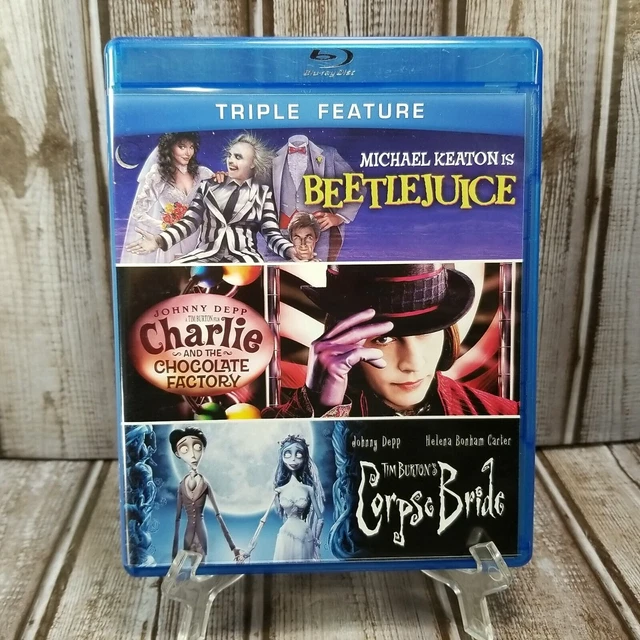 TIM BURTON TRIPLE Feature Blu-ray Beetlejuice Corpse Bride Chocolate ...