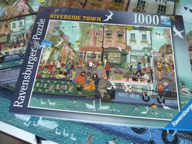 RAVENSBURGER 1000 PIECE jigsaw puzzle RIVERSIDE TOWN 2023 rel, v.g.c ...