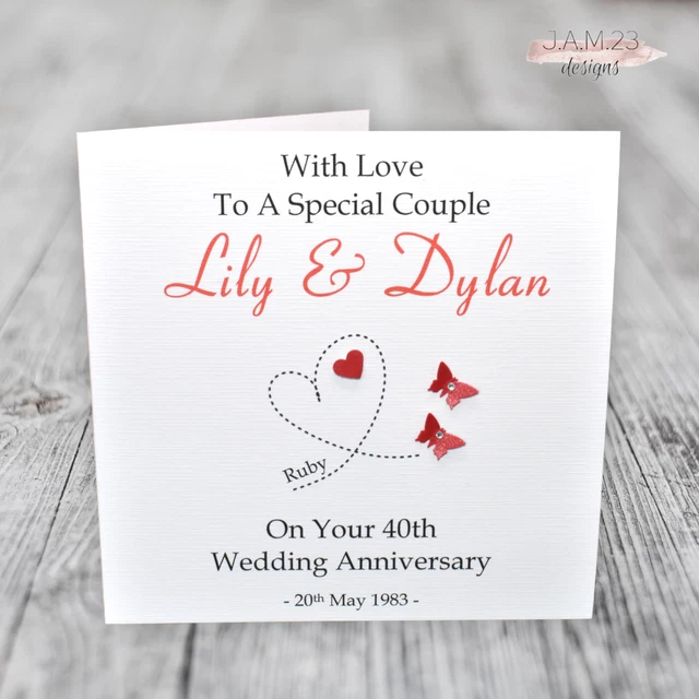 PERSONALISED RUBY 40TH Wedding Anniversary Card £4.00 - PicClick UK