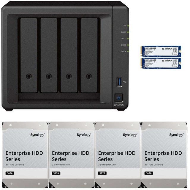 SYNOLOGY DS923+ 4GB RAM 1.6TB Cache 16TB (4x4TB) of Enterprise Drives ...