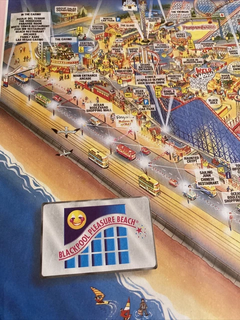 1998 BLACKPOOL PLEASURE Beach Park Map A3 Size Valhalla !! EUR 23,20 ...