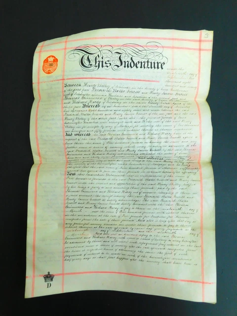 ANTIQUE INDENTURE 1890 On Parchment. Map, Seals And Signatures Essex ...
