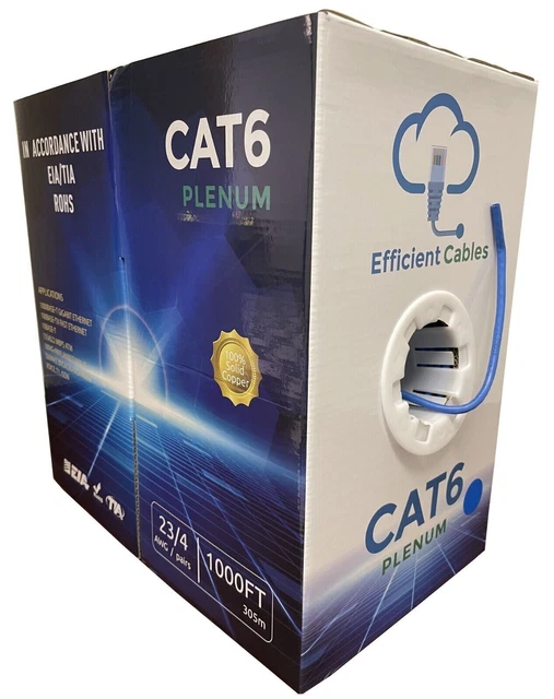 CAT6 PLENUM BARE Copper, Solid 100% Copper UTP Ethernet Cable Blue $189 ...