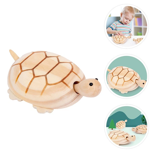 WOOD FIGURINE TURTLE Ornament Toy Realistic Simulation Small Decoration ...