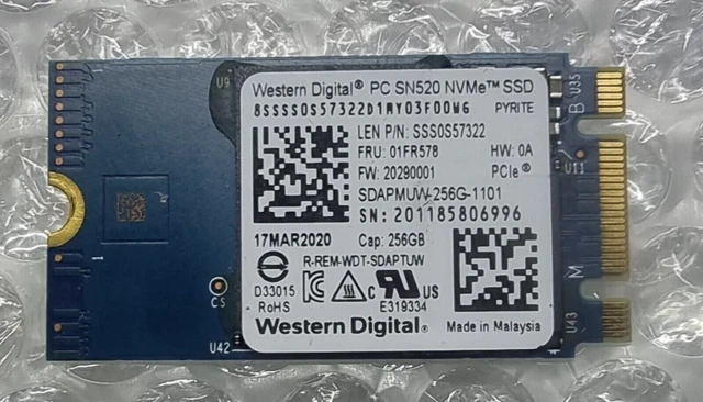 FAST WESTERN DIGITAL PC SN520 SDAPMUW-256G-1101 M.2 NVMe 2242 256GB SSD ...