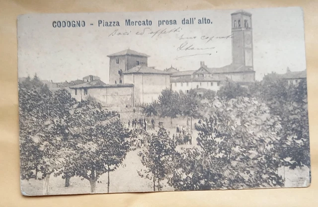 CARTOLINA D'EPOCA Codogno Piazza Mercato presa dall'alto-primi 1900 ...