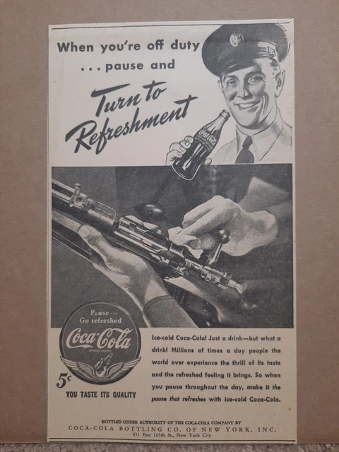 1941 COCA-COLA SODA Newspaper Ad Coke WWII Gun Military New York ...