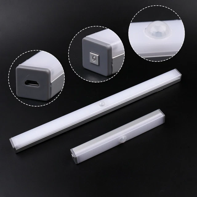 LED MOTION SENSOR USB Rechargeable Wireless PIR Strip Light Cabinet ...