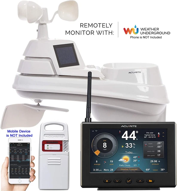 ACURITE WEATHER STATION WiFi Display, Iris PRO+ 5-in-1 & Lightning ...