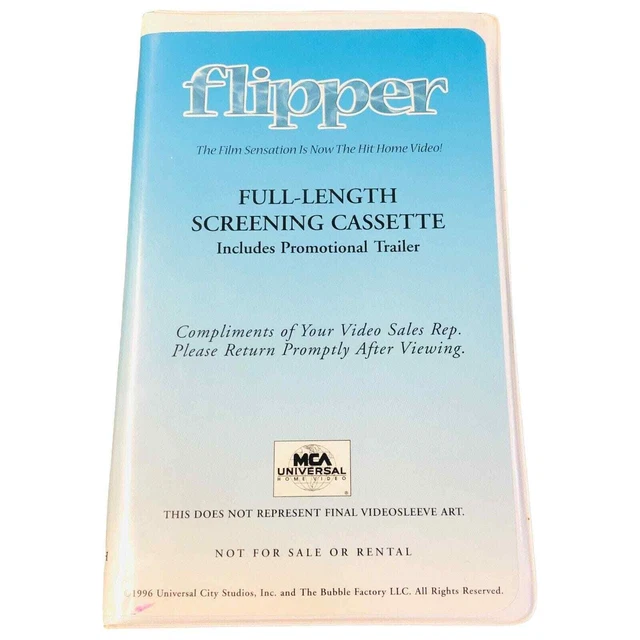 FLIPPER VHS TAPE Full Length Screening Cassette Screener 1996 Clamshell ...