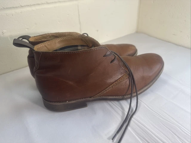 CLARKS MENS 1825 Mid Ankle Casual Leather Chukka Boots UK 10 G Brown ...