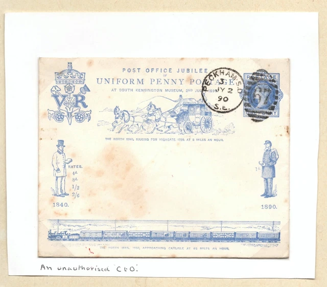 GB 1890 *UNAUTHORISED CTO*!!! P.O. JUBILEE UNIFORM PENNY POST Cover 1st ...