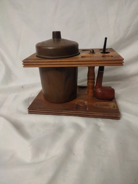 VINTAGE PIPE STAND With Bakelite Humidor And A Pipe $24.99 - PicClick