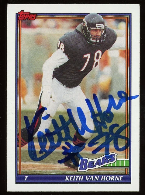 1991 TOPPS KEITH VAN HORNE carte signée autographe auto BEARS SUPER ...