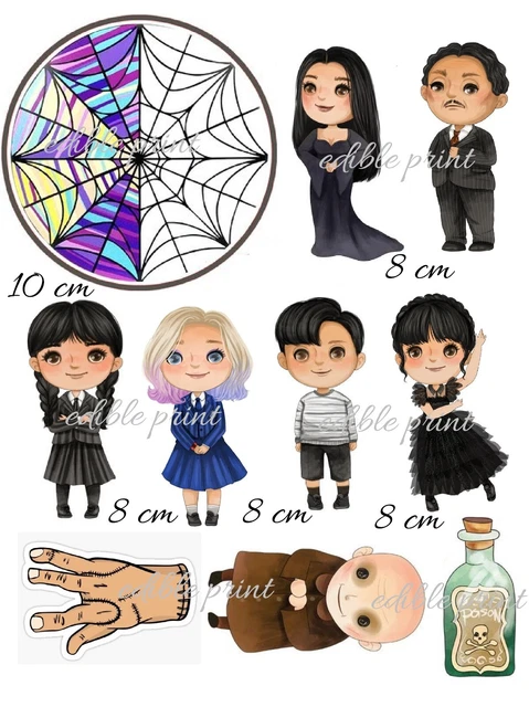 WEDNESDAY ADDAMS EDIBLE print set cake topper £6.49 - PicClick UK