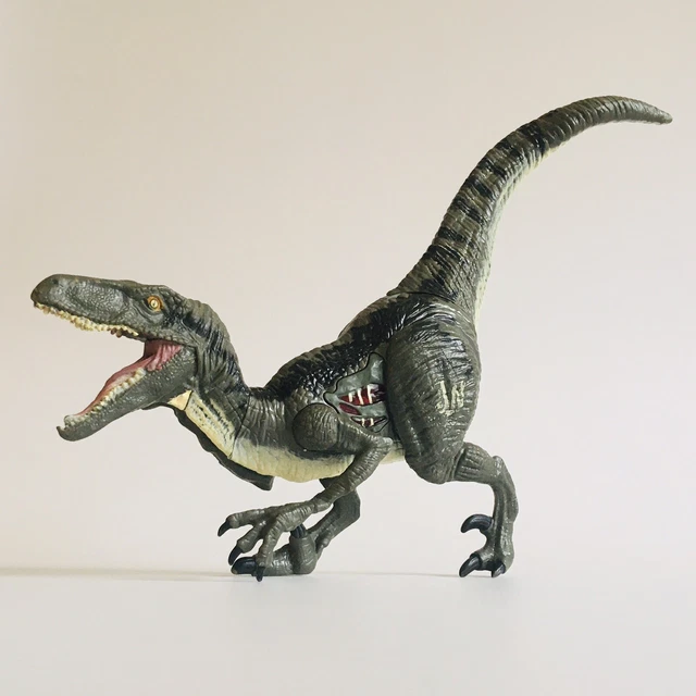 JURASSIC WORLD VELOCIRAPTOR Growler Blue Figure 10" Long Hasbro USED £ ...