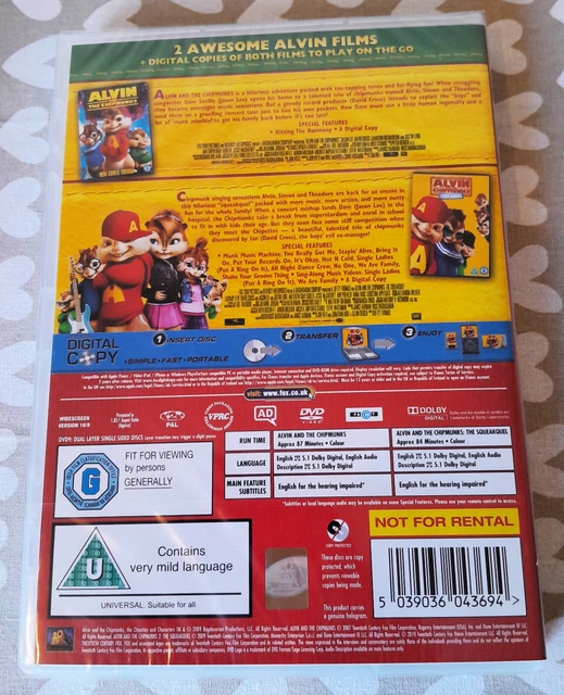 DOUBLE TROUBLE PACK: ALVIN and the CHIPMUNKS 1 & 2 (2009) *SEALED* PAL ...