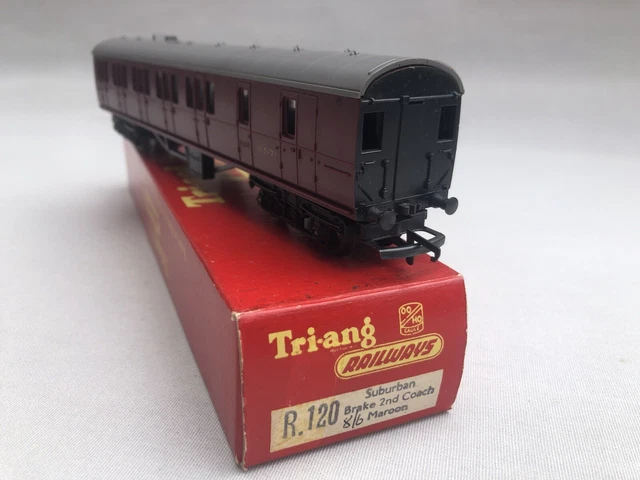 TRIANG R120 OO Gauge BR Suburban Brake 2nd Coach 53171 Maroon VGC Boxed ...