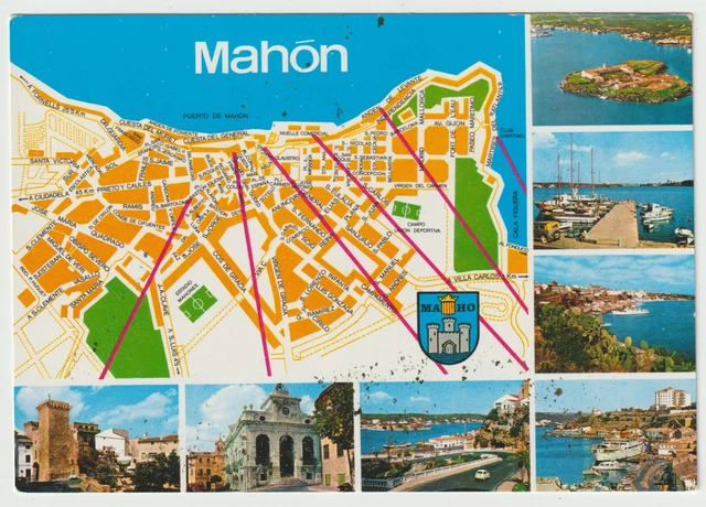 AK MAP, LANDKARTE, Stadtplan **MAHON** Menorca EUR 1,00 - PicClick DE