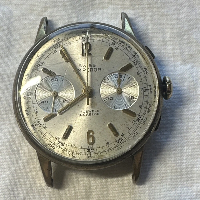VINTAGE GENTS 1960'S Swiss Emperor Landeron 258 Chronograph Wrist Watch ...