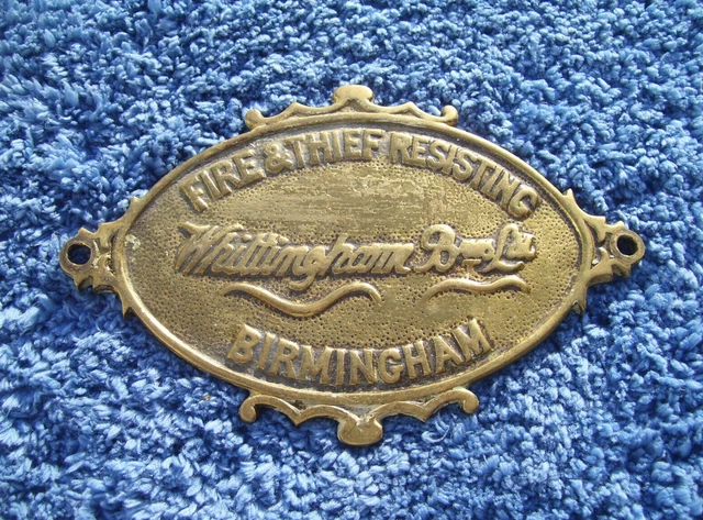 VINTAGE 1920S WHITTINGHAM BROS LTD SAFE PLATE ~BIRMINGHAM THIEF ...
