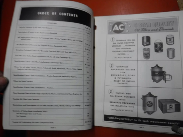 1933-1947 AC OIL Filter & Elements Specification Chart Catalog $19.27 ...
