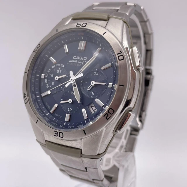 CASIO WAVE CEPTOR WVQ-M410 Men's Solar Watch 43.5mm Stainless Steel ...