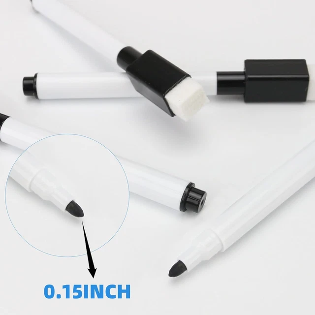 12 PCS BLACK Magnetic Dry Erase Markers with Eraser Cap, White Board ...