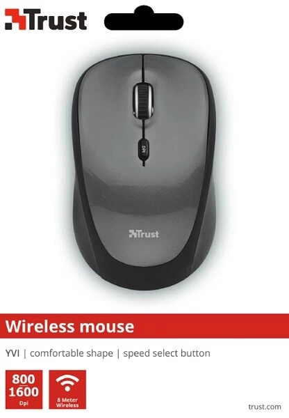 RATÓN TRUST WIRELESS Mouse Yvi - Black (sensor Optico De 800 - 1.600 ...