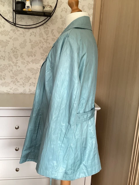 M&S PER UNA Short Jacket/ Mack In Duck Egg Blue Lustre Fabric Size 16 ...