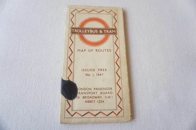 1947 NUMBER 1 Trolleybus & Tram Map London Transport Bus Underground £ ...
