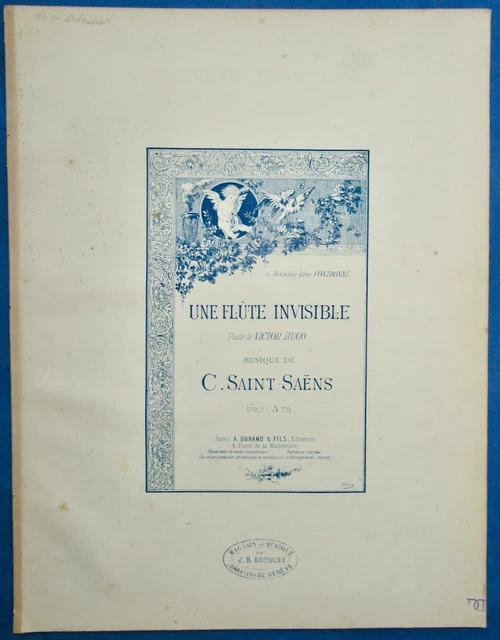 CAMILLE SAINT-SAËNS PIANO Chant Partition Une Flûte Invisible Victor ...