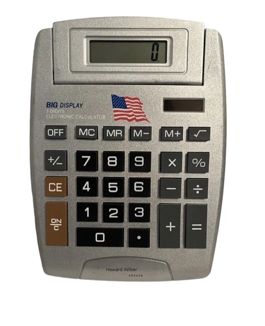 LARGE 8-DIGIT JUMBO DISPLAY CALCULATOR SOLAR BATTERY Big Button Desktop ...