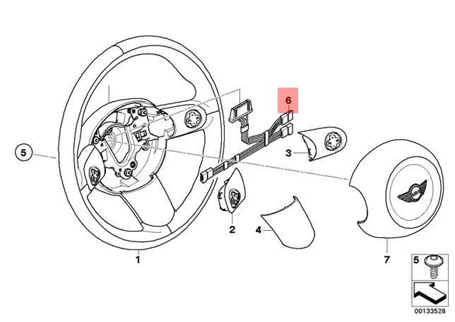 GENUINE BMW R50 R52 R53 Convertible Steering Wheel Harness OEM ...