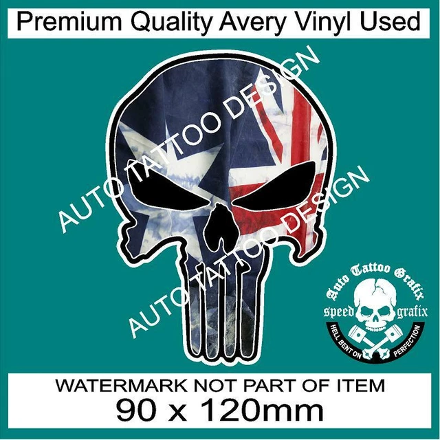 PUNISHER SKULL SCULL Australia Flag Decal Sticker Patriotic 4 Car Truck ...
