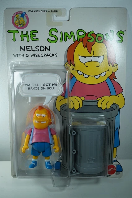 MATTEL THE SIMPSONS Bully Nelson figure Plastic Dustbin MOC 1990 NEW ...