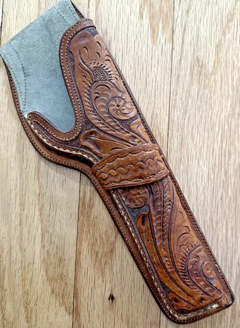 VINTAGE TOOLED LEATHER long barrel revolver holster tactical accessory ...