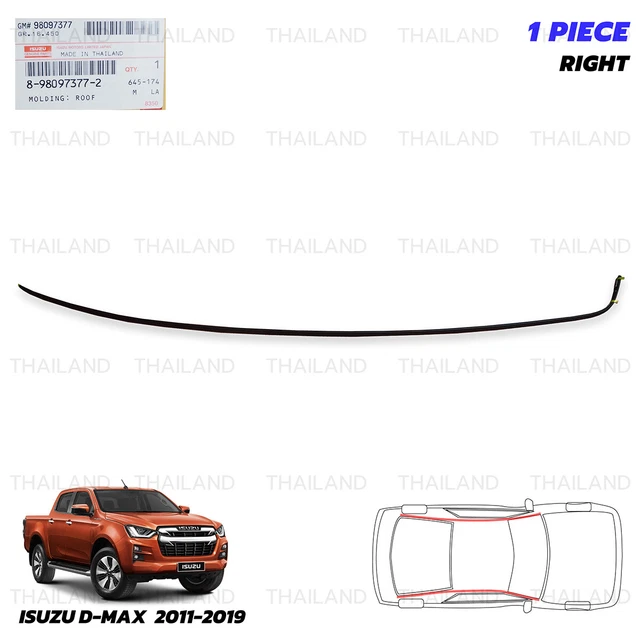 RIGHT MOLDING ROOF Line For Isuzu D-Max Dmax Pick Up 2WD 4WD 2011 2019 ...