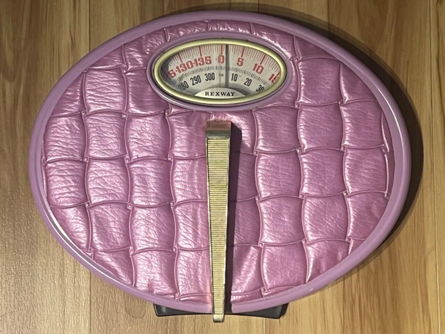 VINTAGE PURPLE AND Gold Rex-Way 300lbs. Bathroom Scale - Works! $50.00 ...