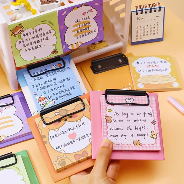 CARTOON MEMOS NOTE Pad with Clipboard 3x3Inch 30Sheets For Writing ...