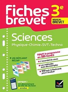 FICHES BREVET SCIENCES 3e - Physique-Chimie, SVT, Tec... | Livre | état ...