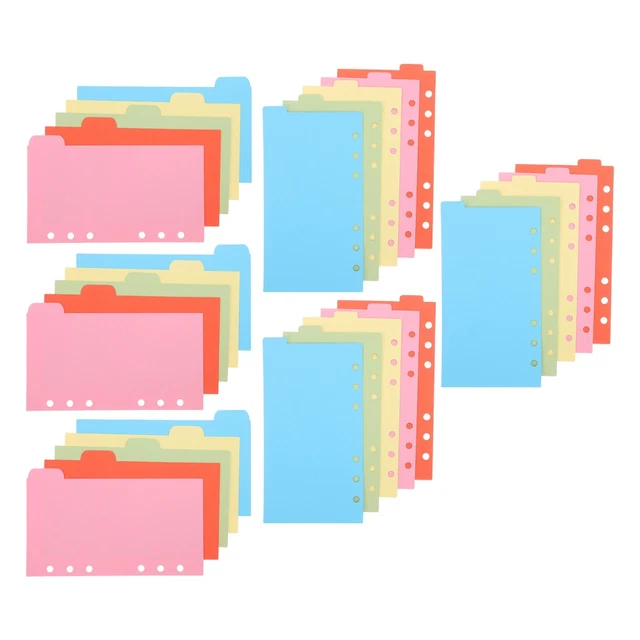 6 SET BINDER Partition File Separators with Tabs Index Card Dividers ...
