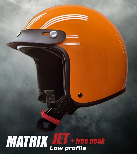 LOW PROFILE OPEN face Jet motorcycle helmet Fiberglass Gloss Orange £64 ...