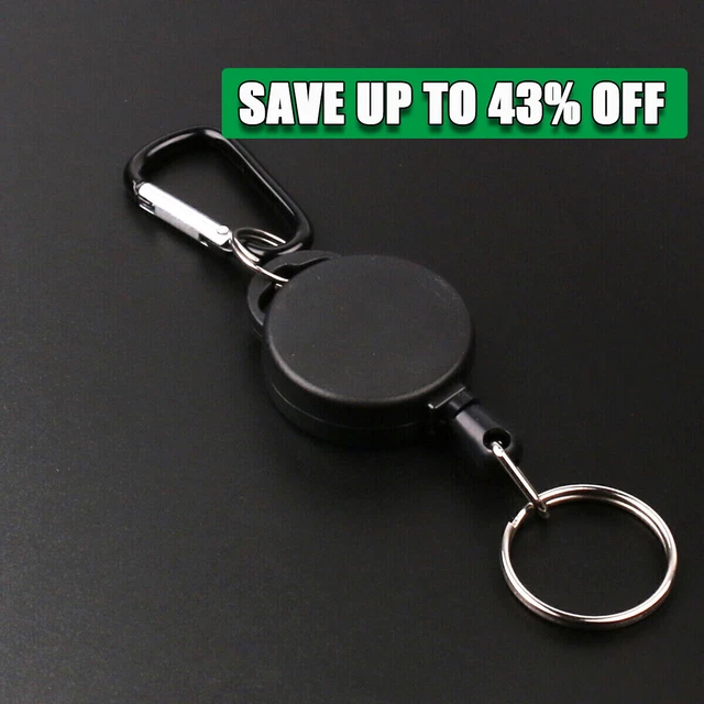 RETRACTABLE KEYRING EXTENDABLE Wire Keychain Clip Pull Anti Lost ID ...
