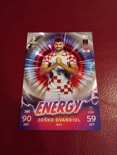 TOPPS MATCH ATTAX EURO 2024 ENERGY Rare Josko Gvardiol Trading Card NM ...