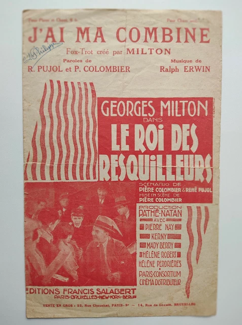 MILTON - J'AI ma combine - Partition avec paroles - Chanson de rue EUR ...