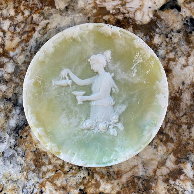 VINTAGE GENUINE INCOLAY green Stone Greek Goddess Trinket Dish $10.00 ...