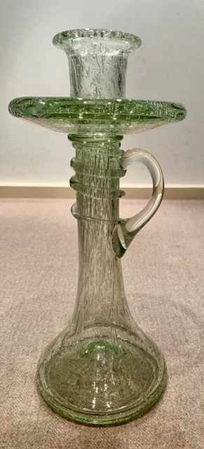 TRÈS GRAND BOUGEOIR en verre soufflé bullé de Biot Non signé Haut 30cm ...