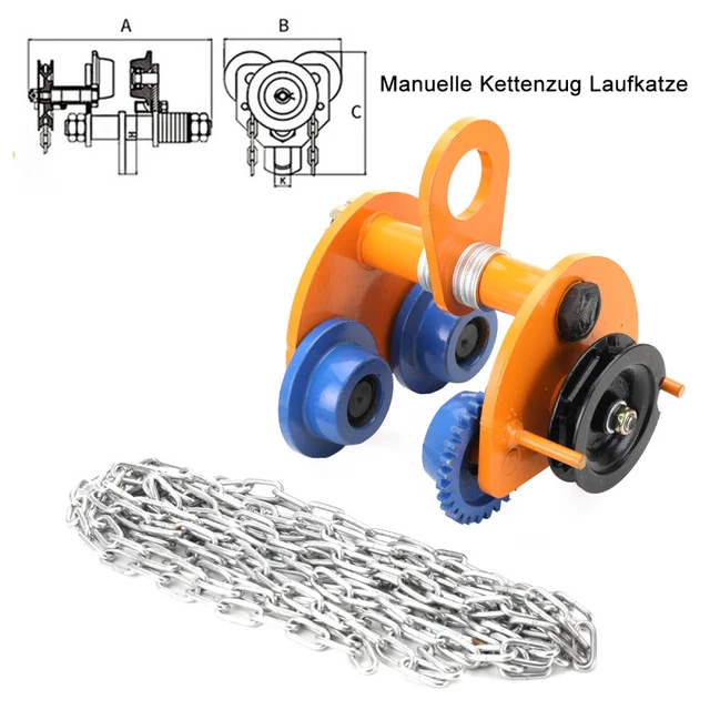 LAUFKATZE HANDFAHRWERK ROLLFAHRWERK Seilwinde Kettenzug Haspelkette ...