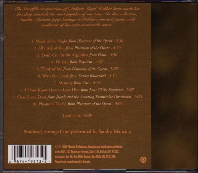 SANDRO MANCINO THE Magic of Andrew Lloyd Webb (CD) EUR 9,87 - PicClick FR